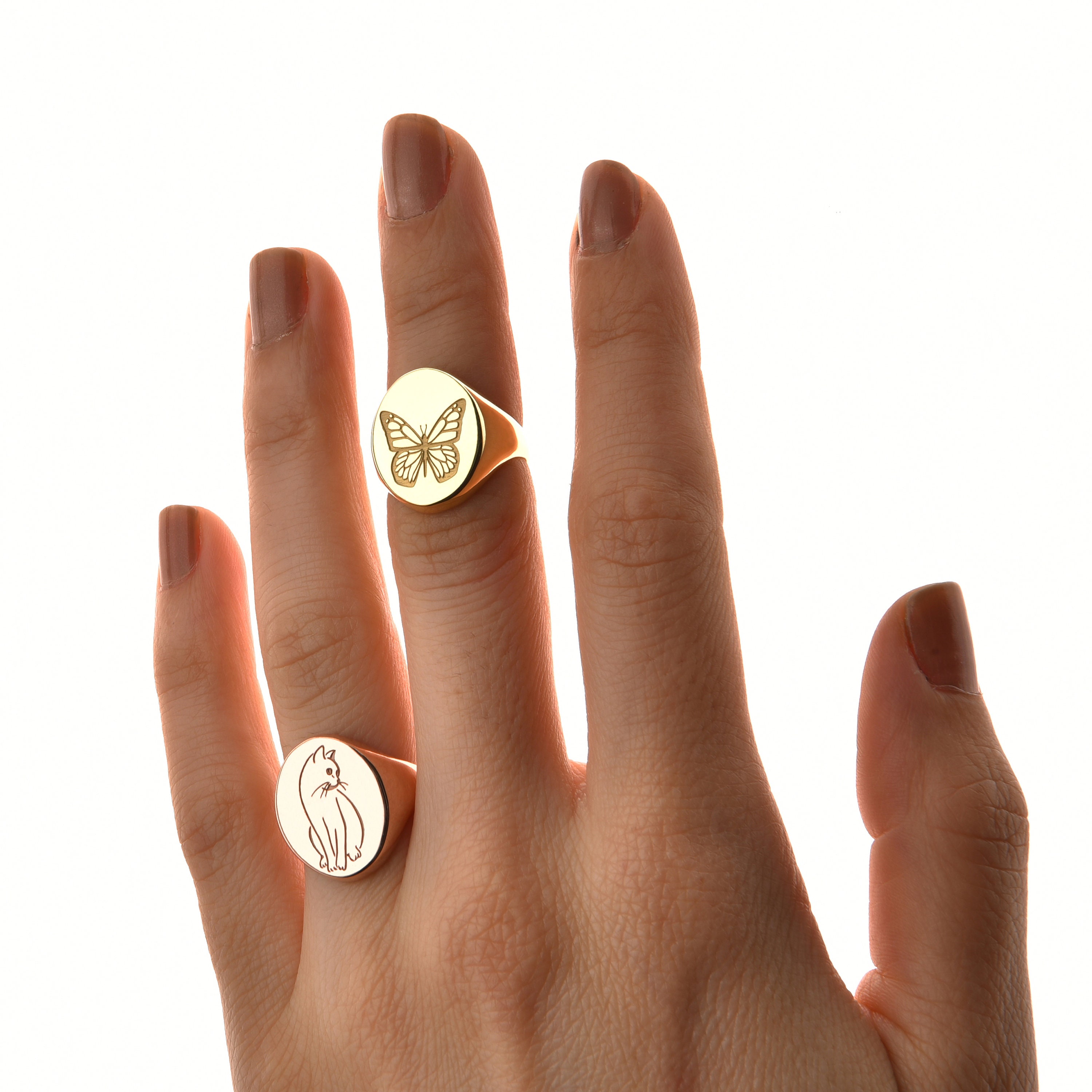 Silver Signet Ring Butterfly Signet Ring Engraved Ring Custom Engraved Ring Solid Gold Butterfly Ring Gold Signet Ring Everyday Rings
