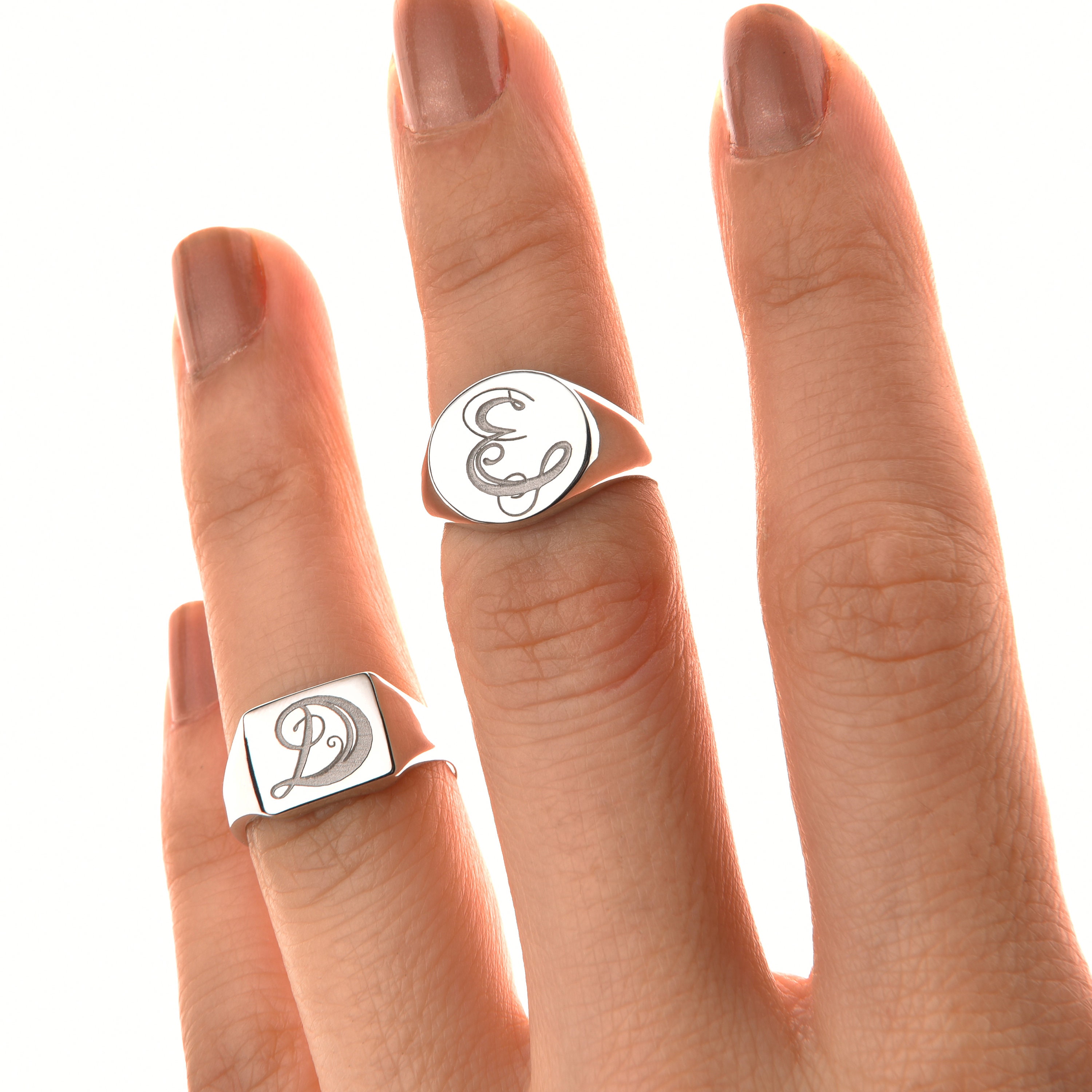 Cursive Initial Ring Signet Ring Initial Ring Engraved | Etsy