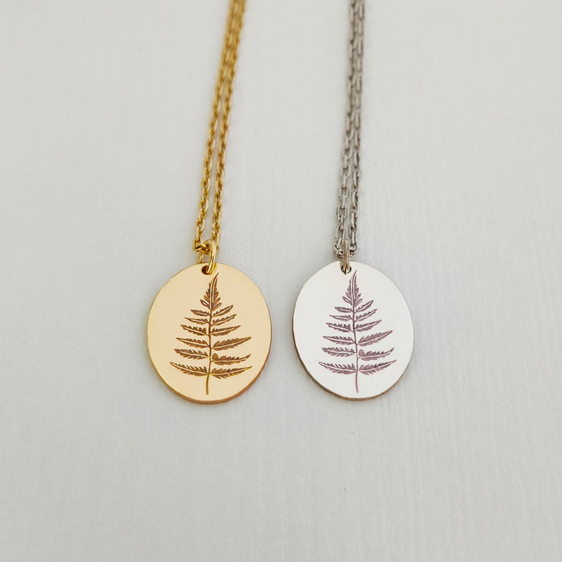 Fern Necklace Oval Signet Necklace Fern Signet Necklace - Etsy