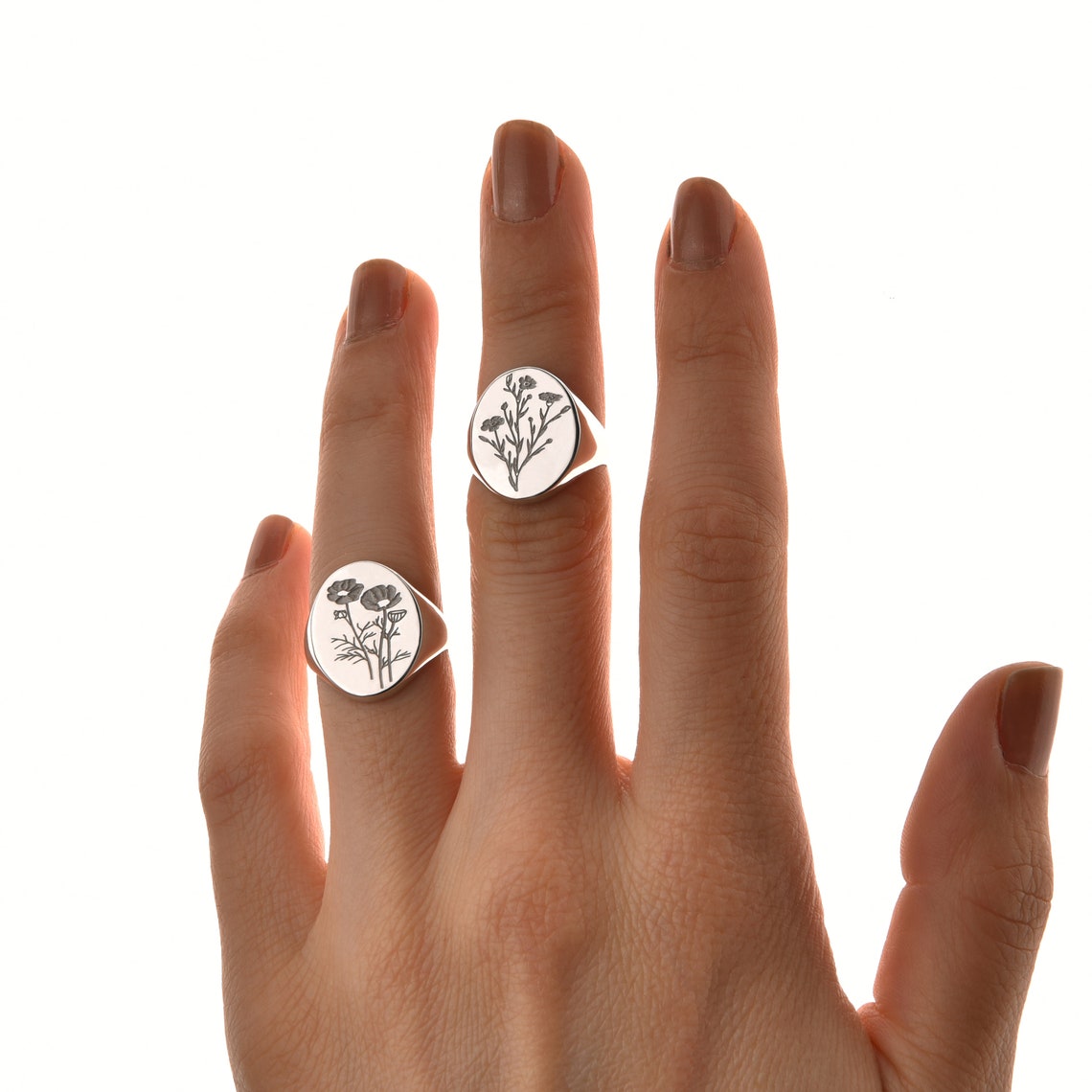 Poppy Ring California Poppy Flower Silver Signet Ring - Etsy
