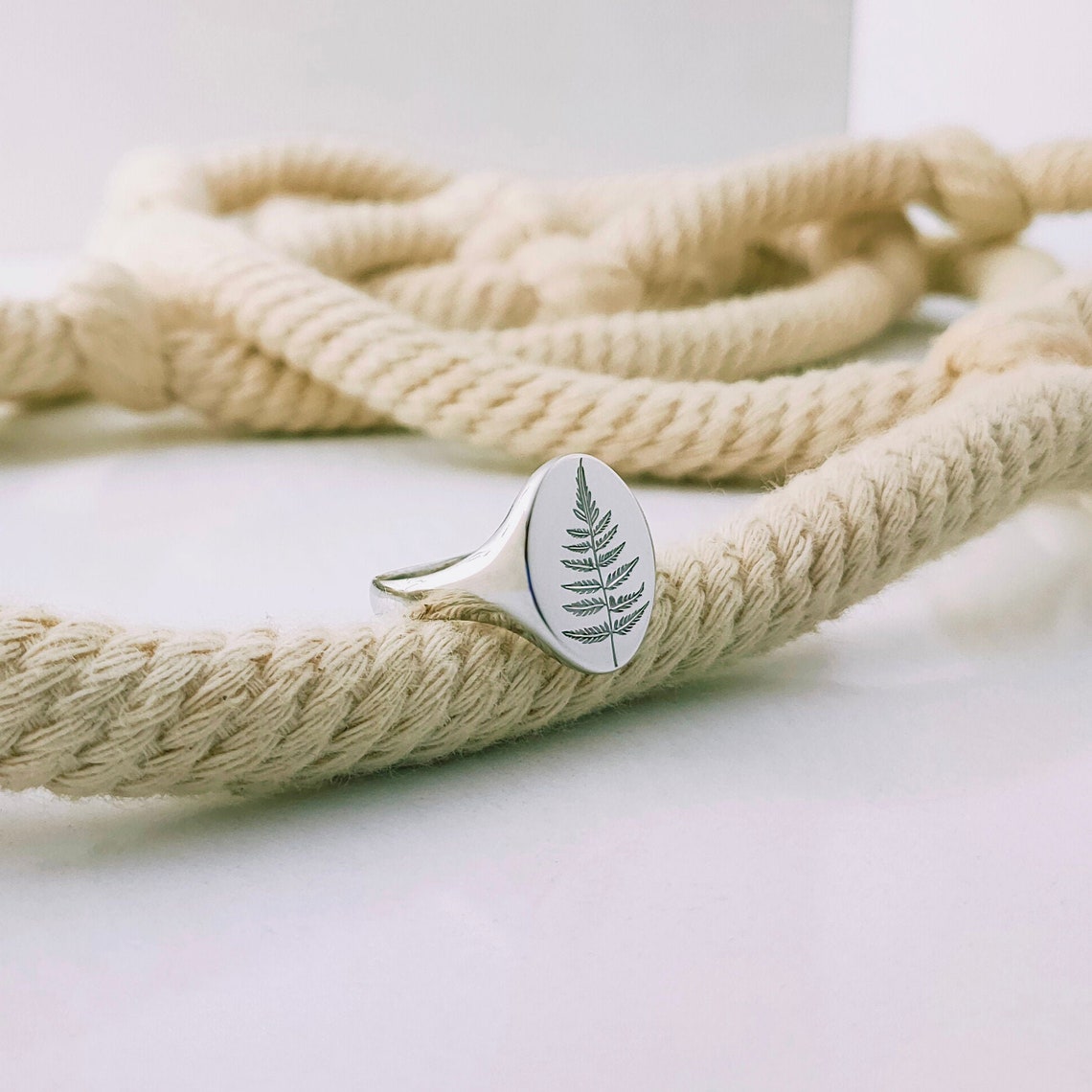 Silver Signet Ring Fern Ring Wildflower Signet Ring | Etsy