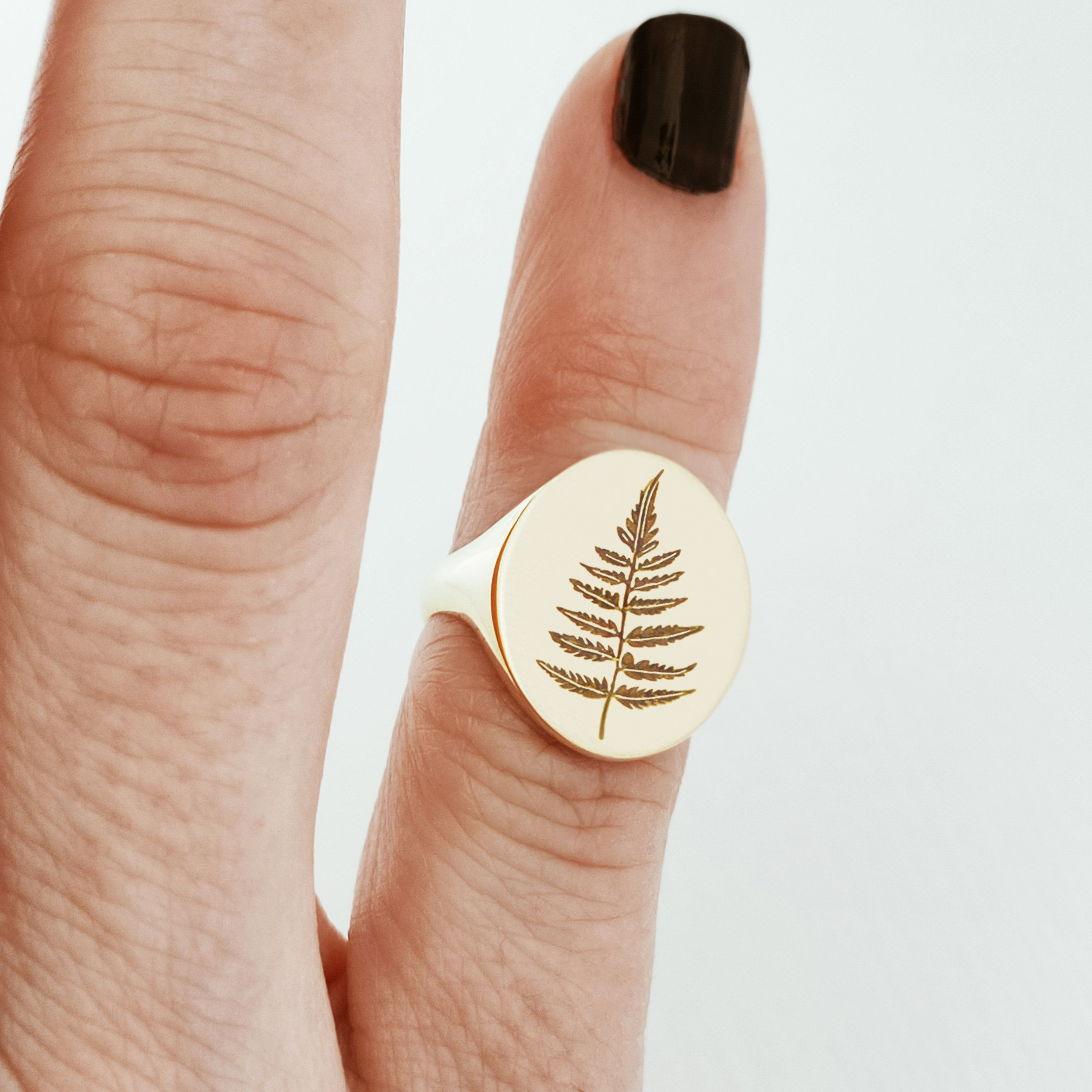 Silver Signet Ring Fern Ring Wildflower Signet Ring - Etsy