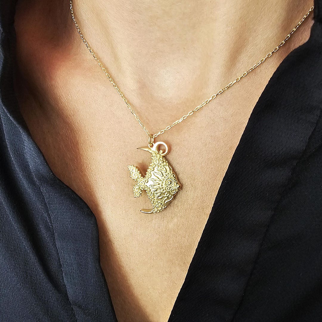 Gold Sunfish Goddess Necklace, Boho Ocean Jewelry - Etsy
