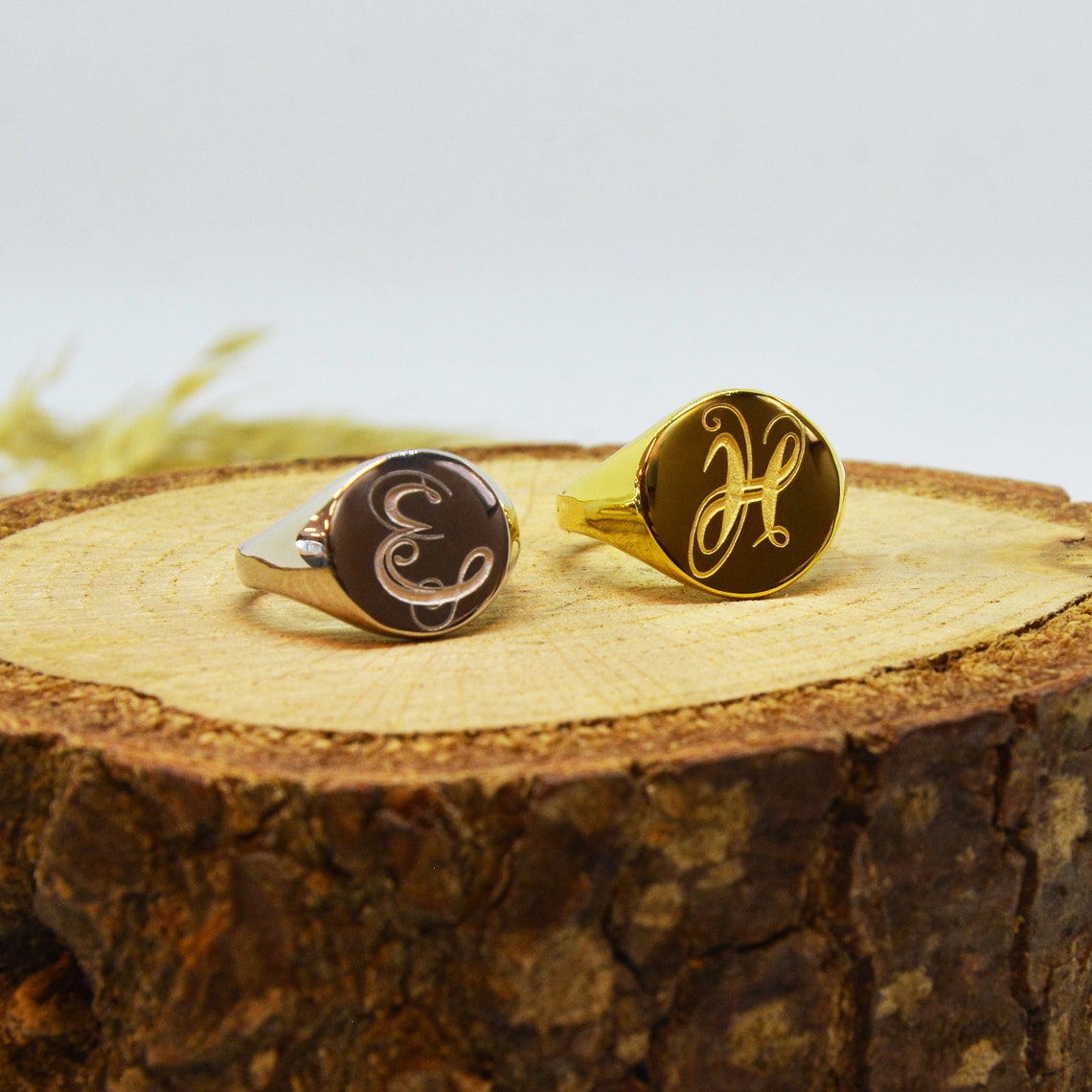 Cursive Initial Ring Signet Ring Initial Ring Engraved | Etsy