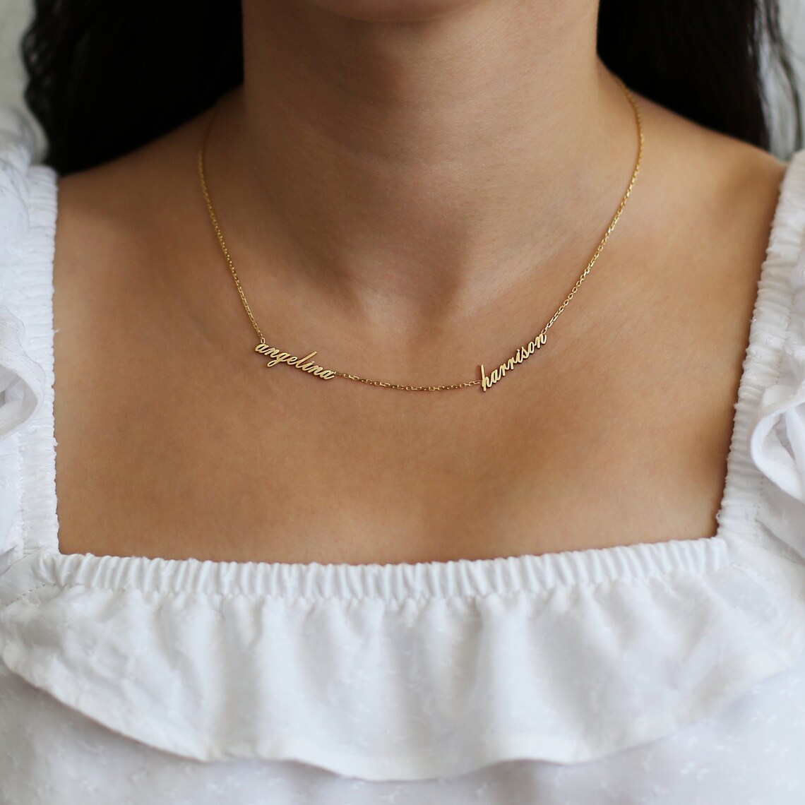 Cursive Name Necklace 14k Solid Gold Name Necklace - Etsy