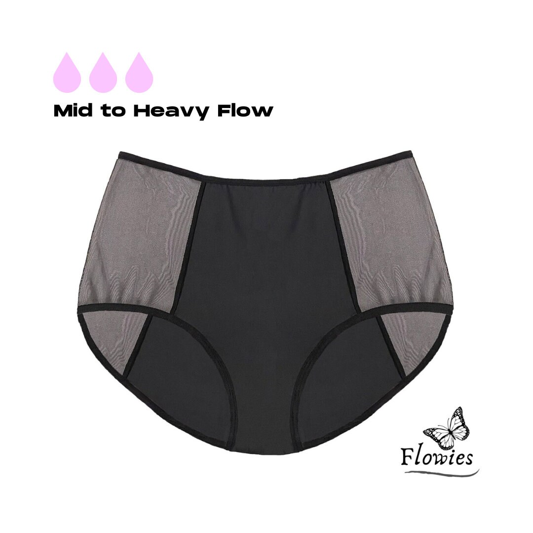 Flowies Period Mesh Panties Black Period Underwear Bladder Leakage ...