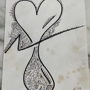 Heart Doodle - Line Art Pens and Marker on Paper - Etsy