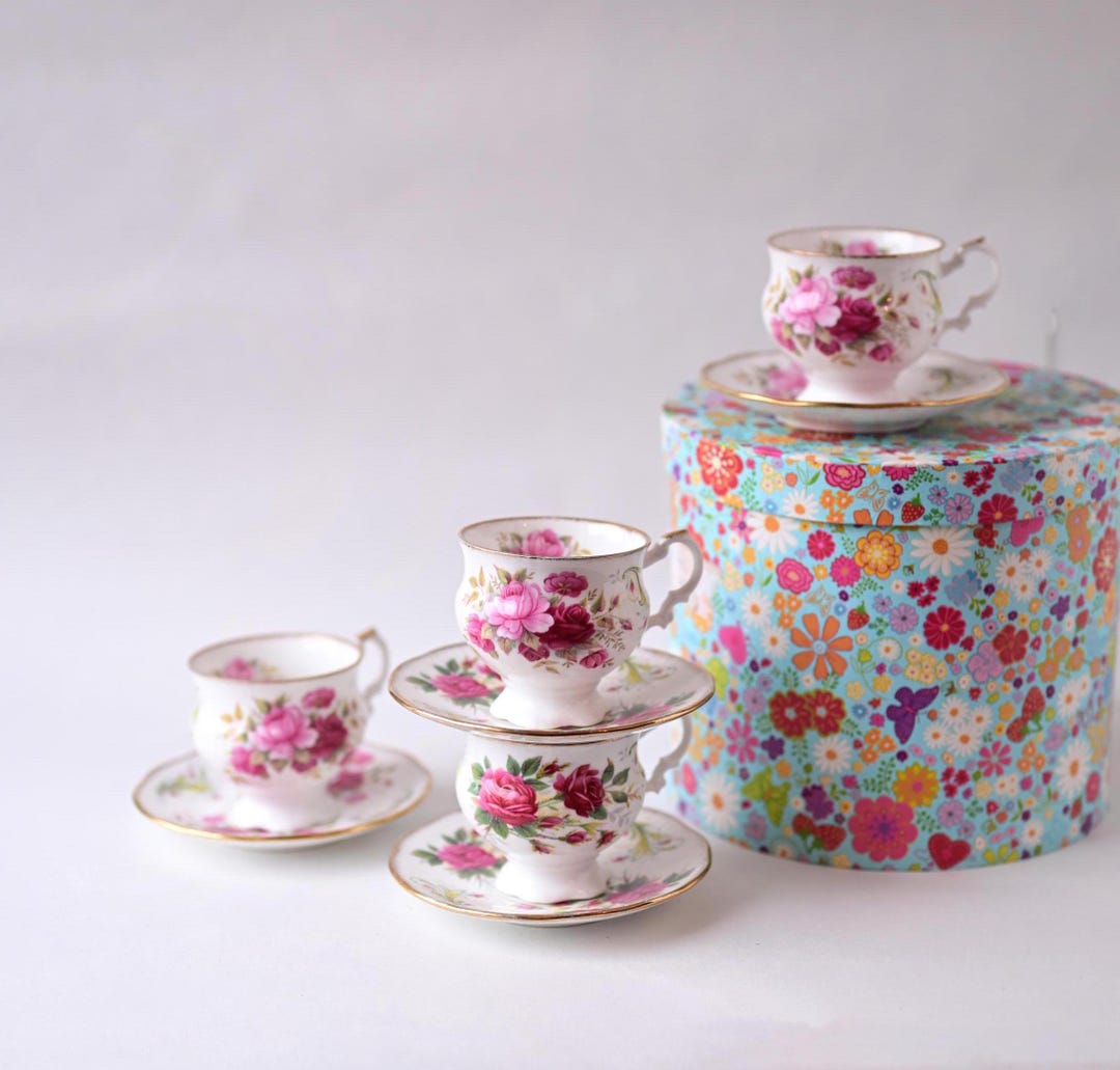Vintage Set of ''clare'' Bone China 4 Cups With Saucers With Gift Boxes ...
