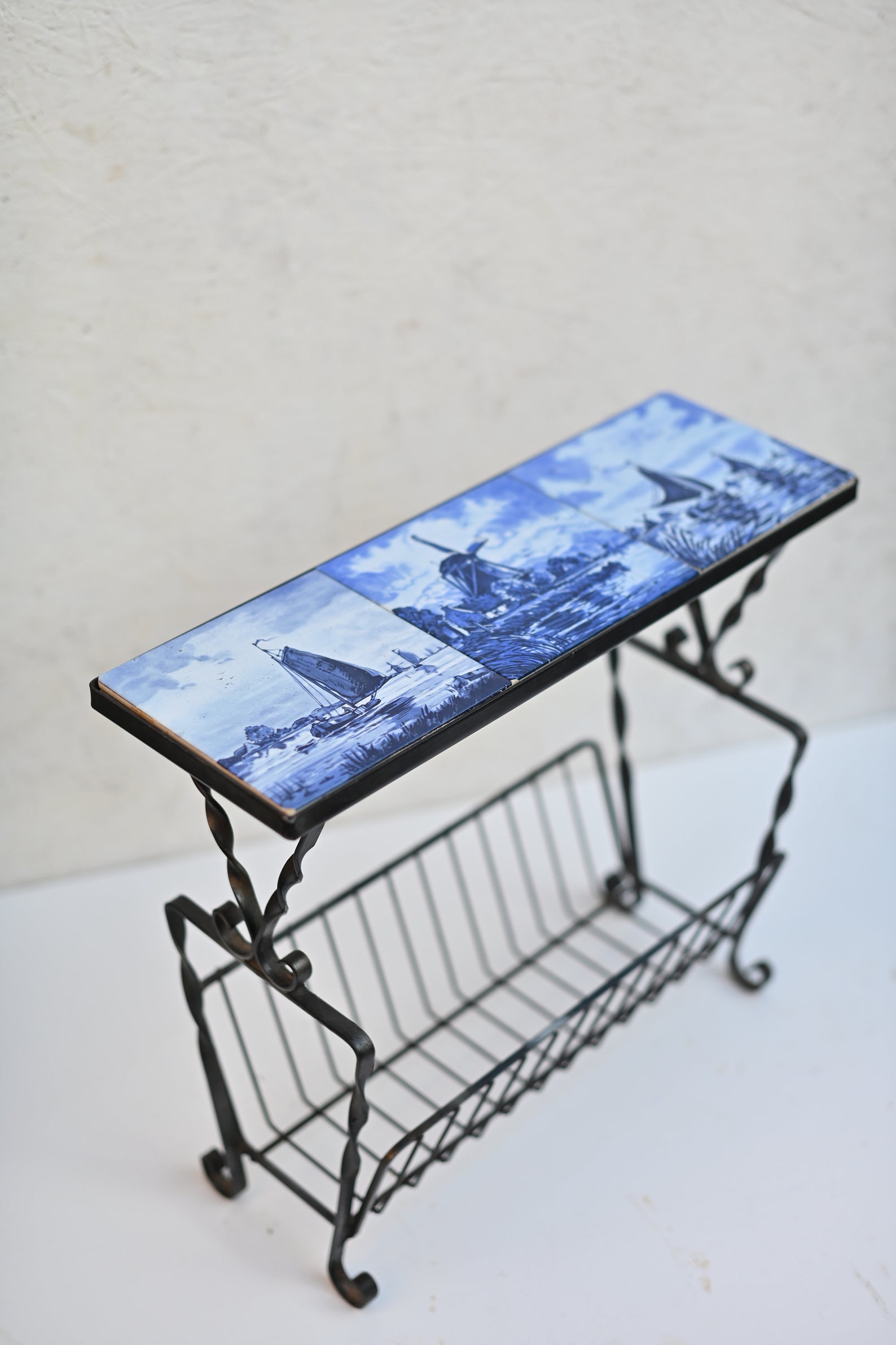Vintage Newspaper Rack With Delft Tiles Wrought Iron Reading - Etsy