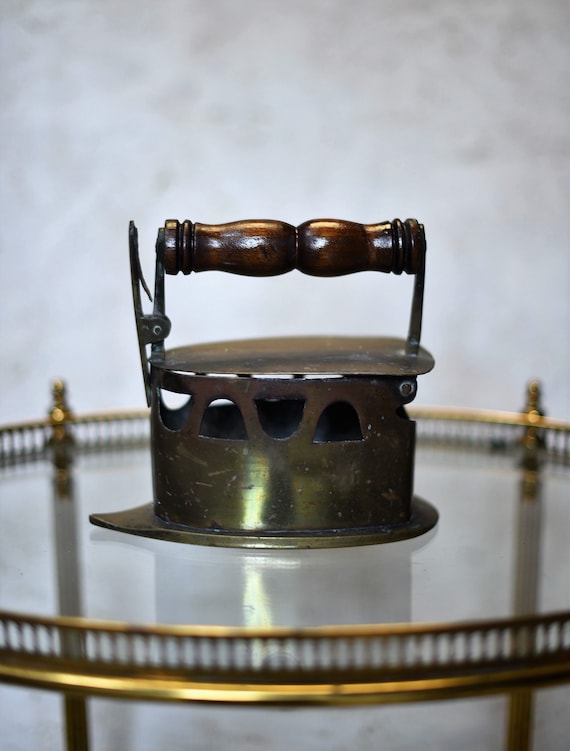 Antique Vintage Brass Coal Iron With Wooden Handle 1920s | Etsy