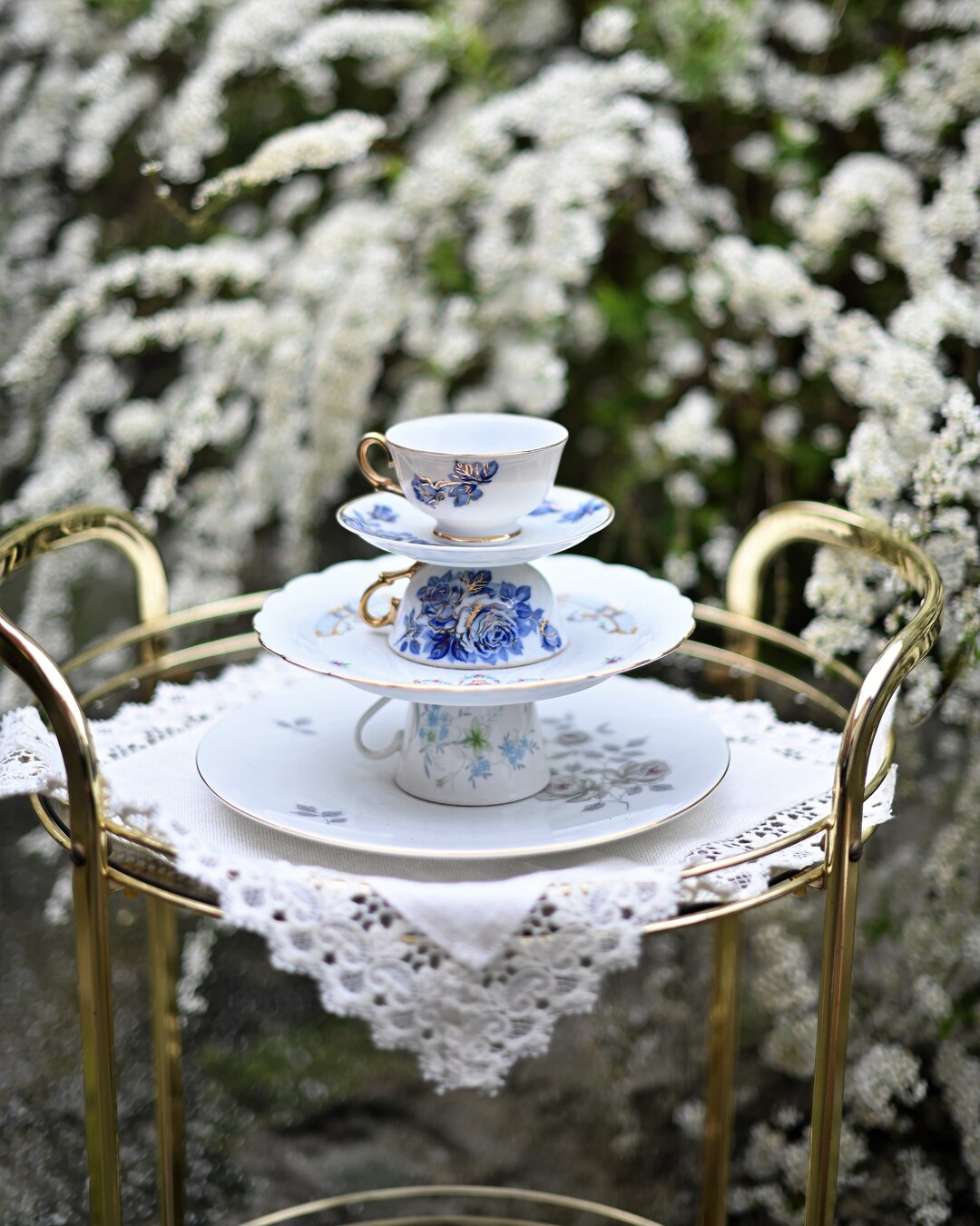 Vintage Cupcake Tower, Cake Display Shelf, Made From Vintage Cups and ...