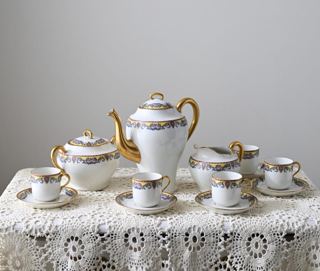 Vintage Limoges Coffee Set: Elegant French Porcelain, Service for 5 - Etsy