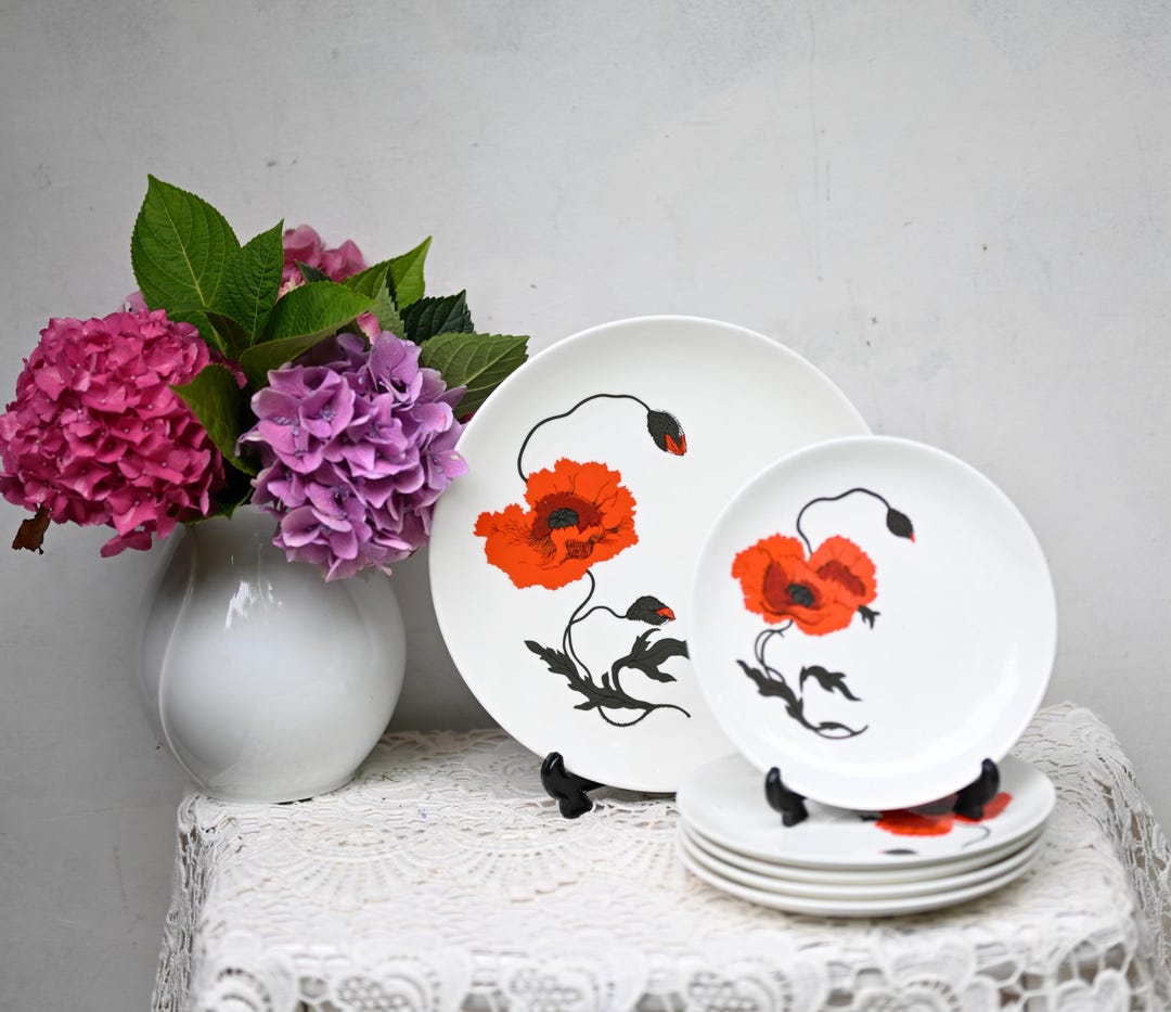 Vintage Wedgwood Susie Cooper Design Corn Poppy, Bowls Set , Red Poppy ...