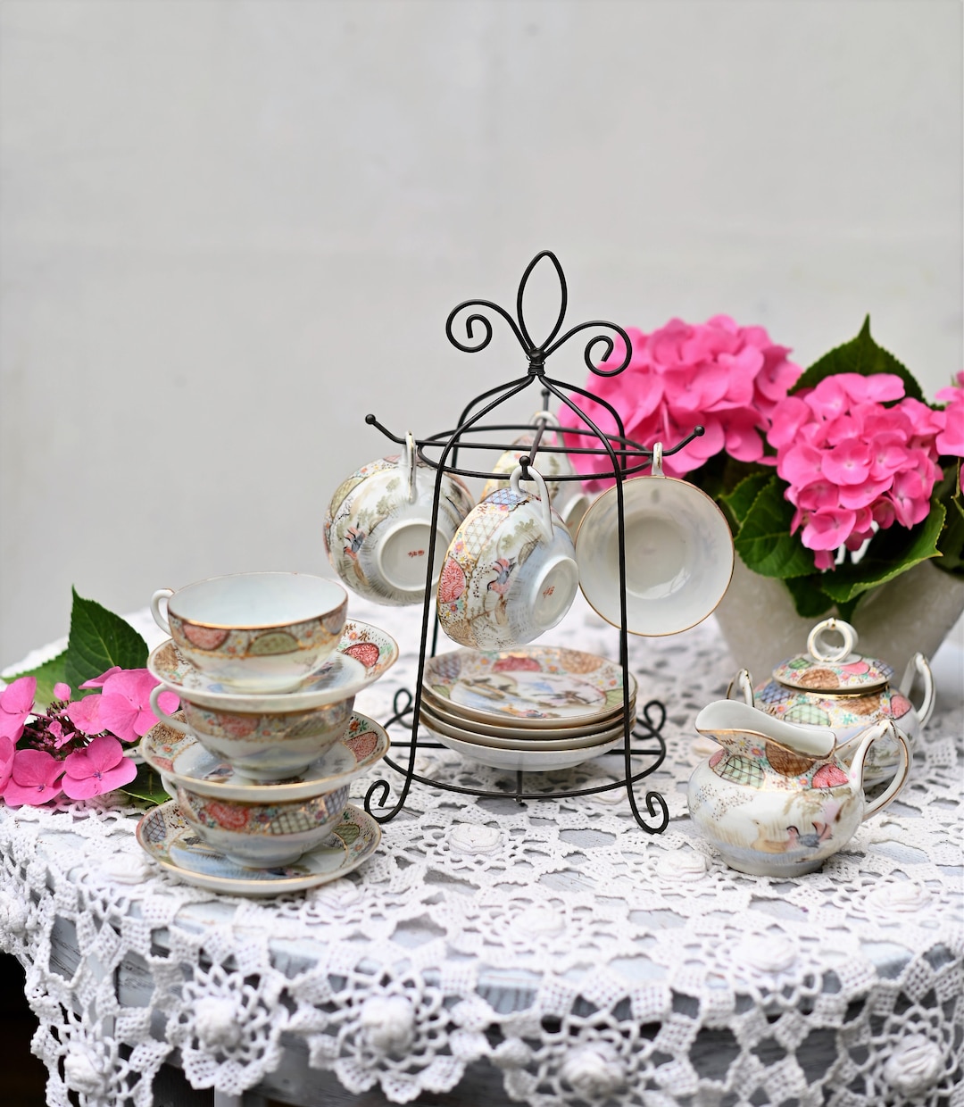 Vintage Japanese Egg Shell, Tea Set, Hand Painted, Porcelain Tea Set ...