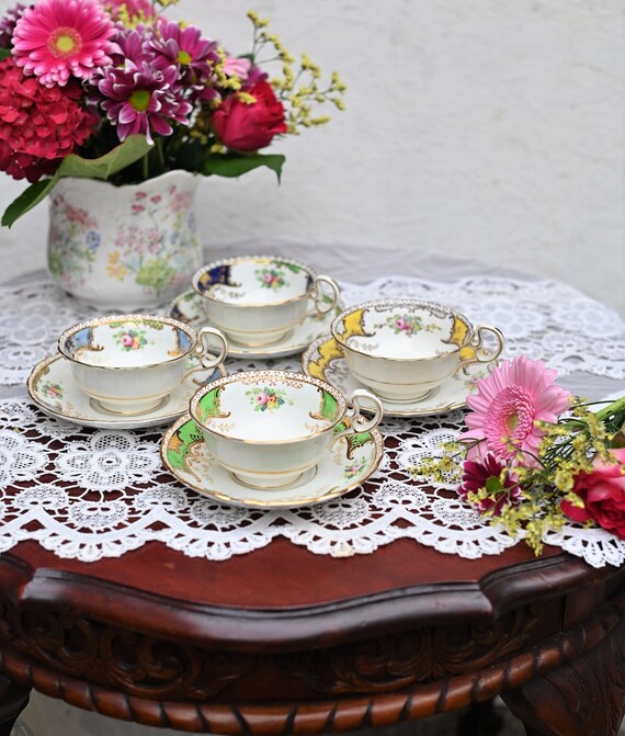 Set of 4 Rare Antique Kenmare Teacup and Saucer Fenton - Etsy