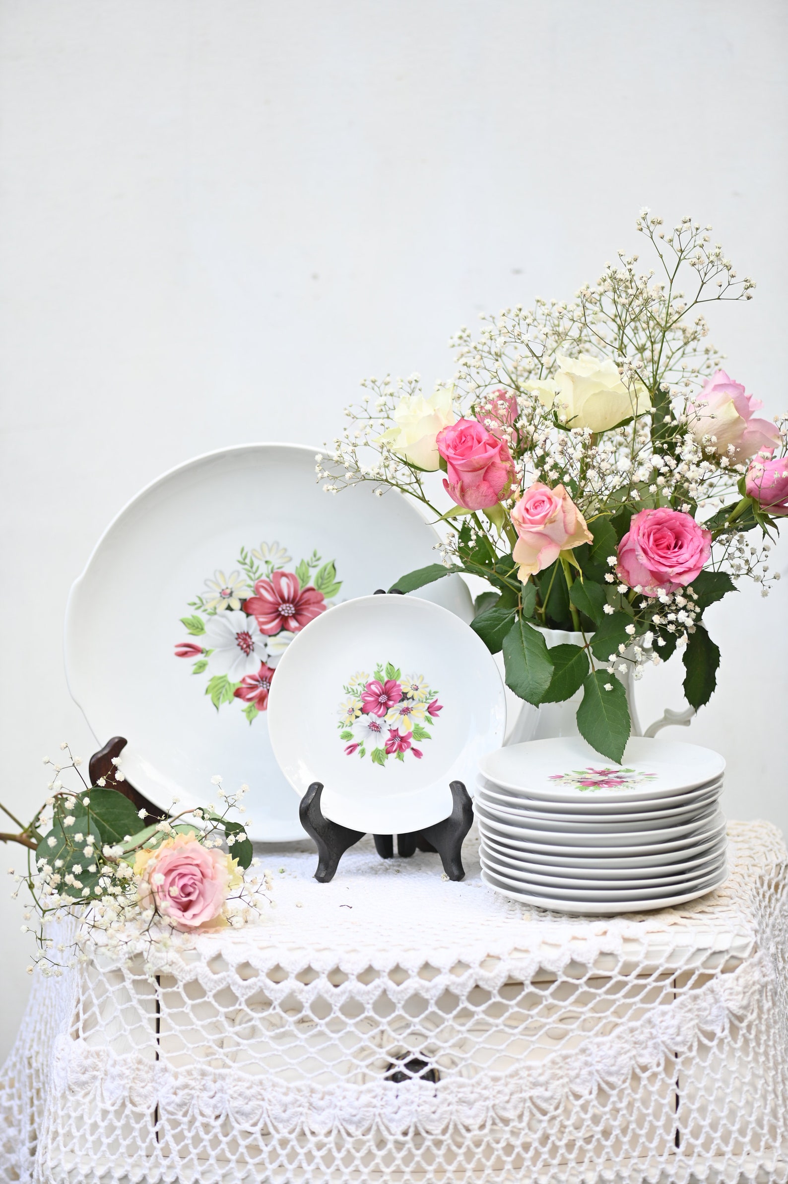 Cake Set Porcelain Set of 1 Large Plate and 12 Saucers. - Etsy