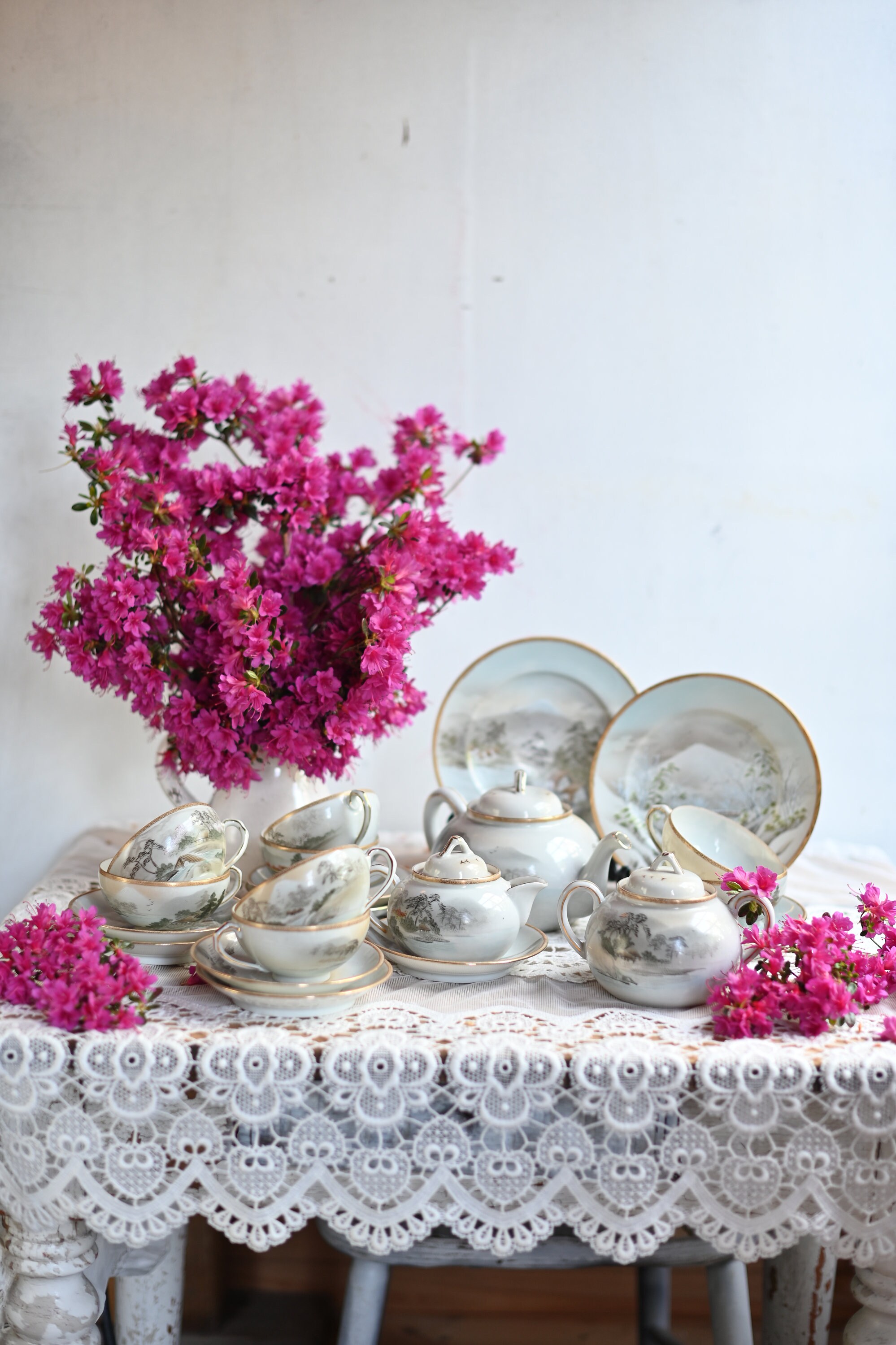 Japanese Kutani Hayasi Egg Shell Tea Set Hand Painted | Etsy