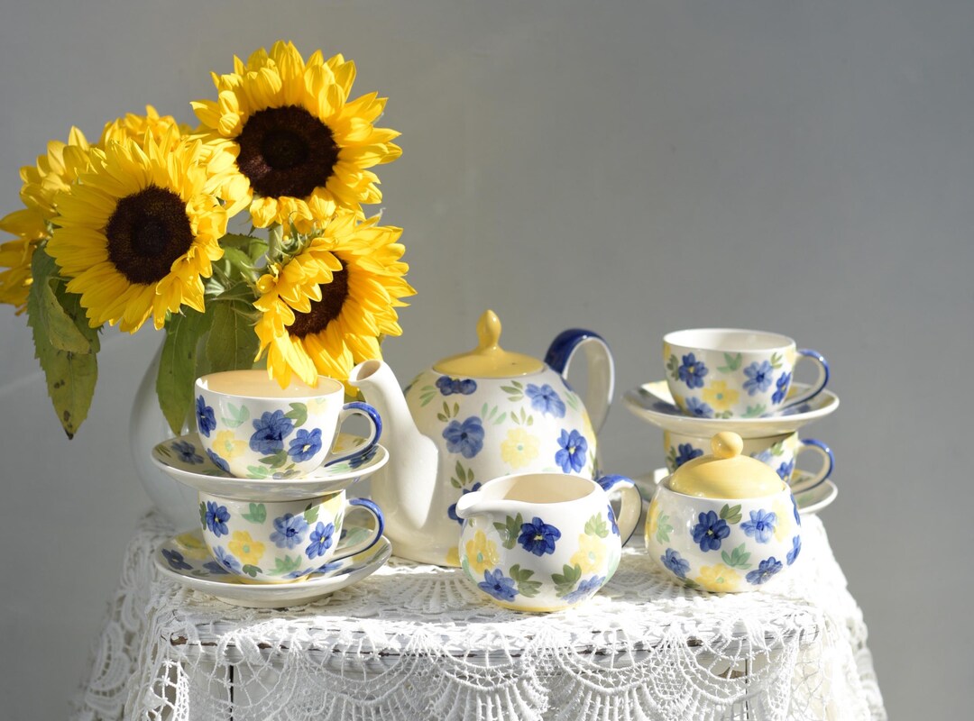 Tetera Vintage, NATURE GIVEN QUALITY Handpainted Tableware Set. - Etsy