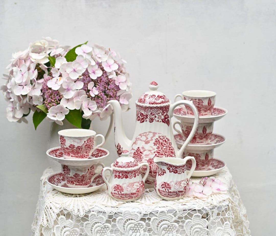 Vintage Barratts Elizabethan Staffordshire Coffee and Tea Set Kitchen ...