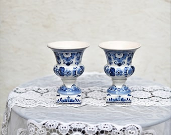 Antique Delft Blue Set 2 Vases. Beautiful Set Hand Painted. - Etsy