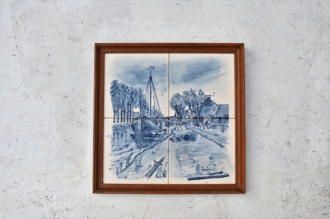 Beautiful Hand Decorated Tile Panel of Delft Blue Tiles Made in the ...