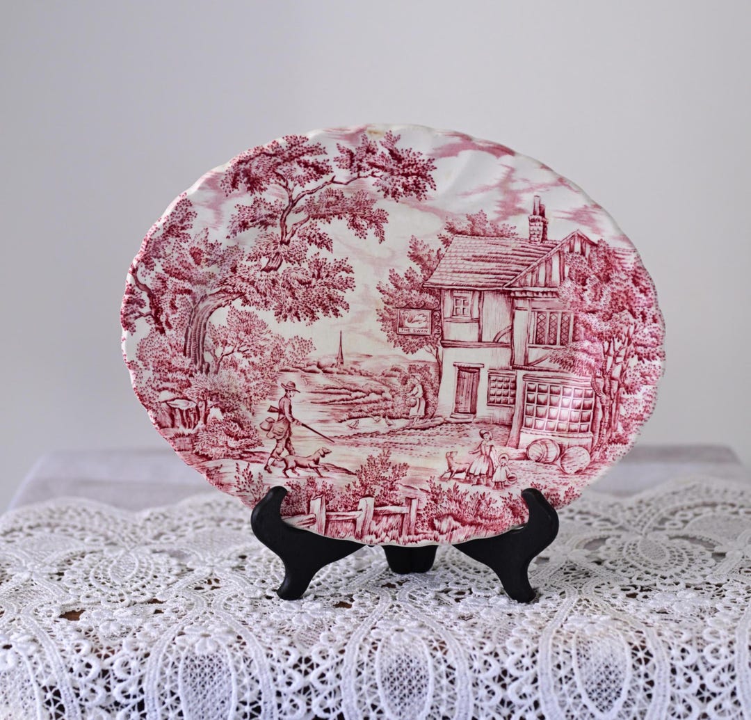Vintage Oval Dinner Plate, Dish, Antique, the Hunter of Myott 1982 ...
