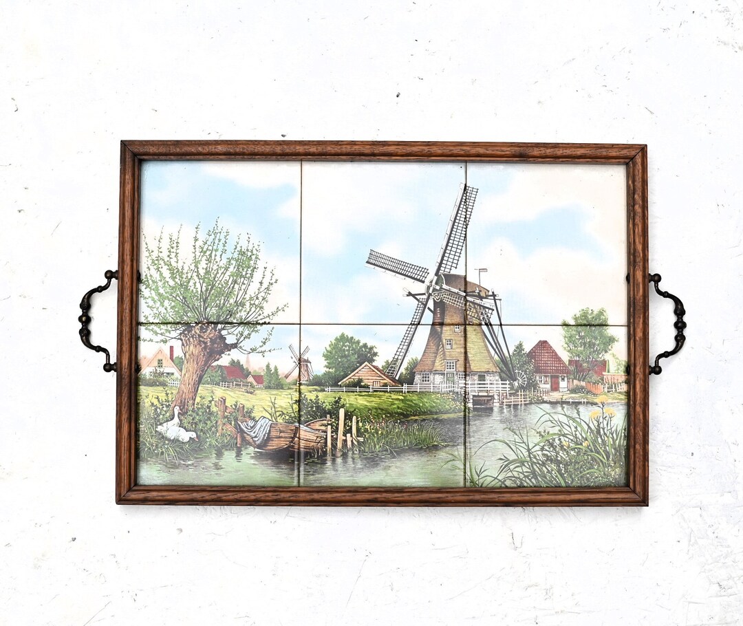 Antieke Tegelbak Delfts. Hand Verfraaide Dienblad Van Delfts Blauwe ...