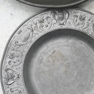 Set of 12 Vintage Pewter Plates – Wall Decor / Rustic Table Styling ...