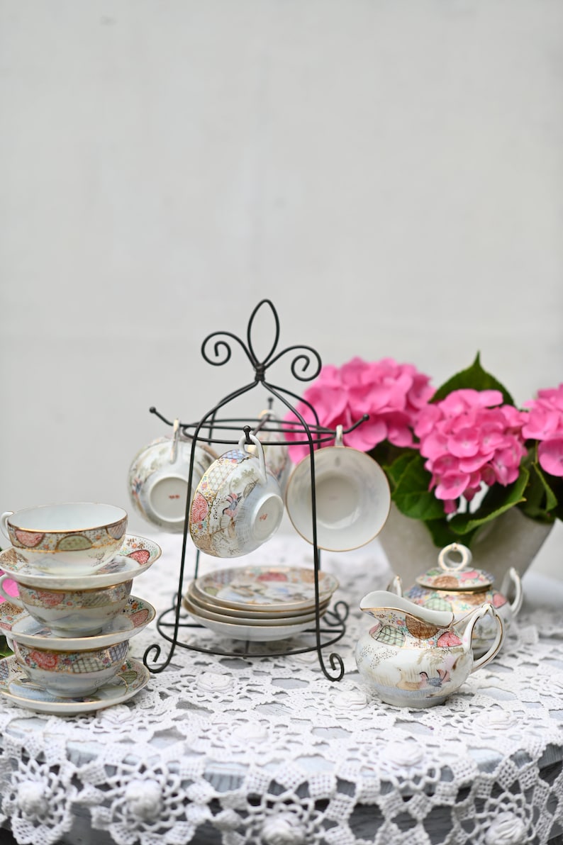 Vintage Japanese Egg Shell Tea Set Hand Painted Porcelain - Etsy