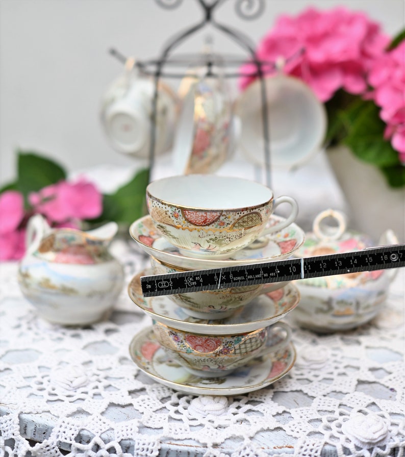 Vintage Japanese Egg Shell Tea Set Hand Painted Porcelain - Etsy