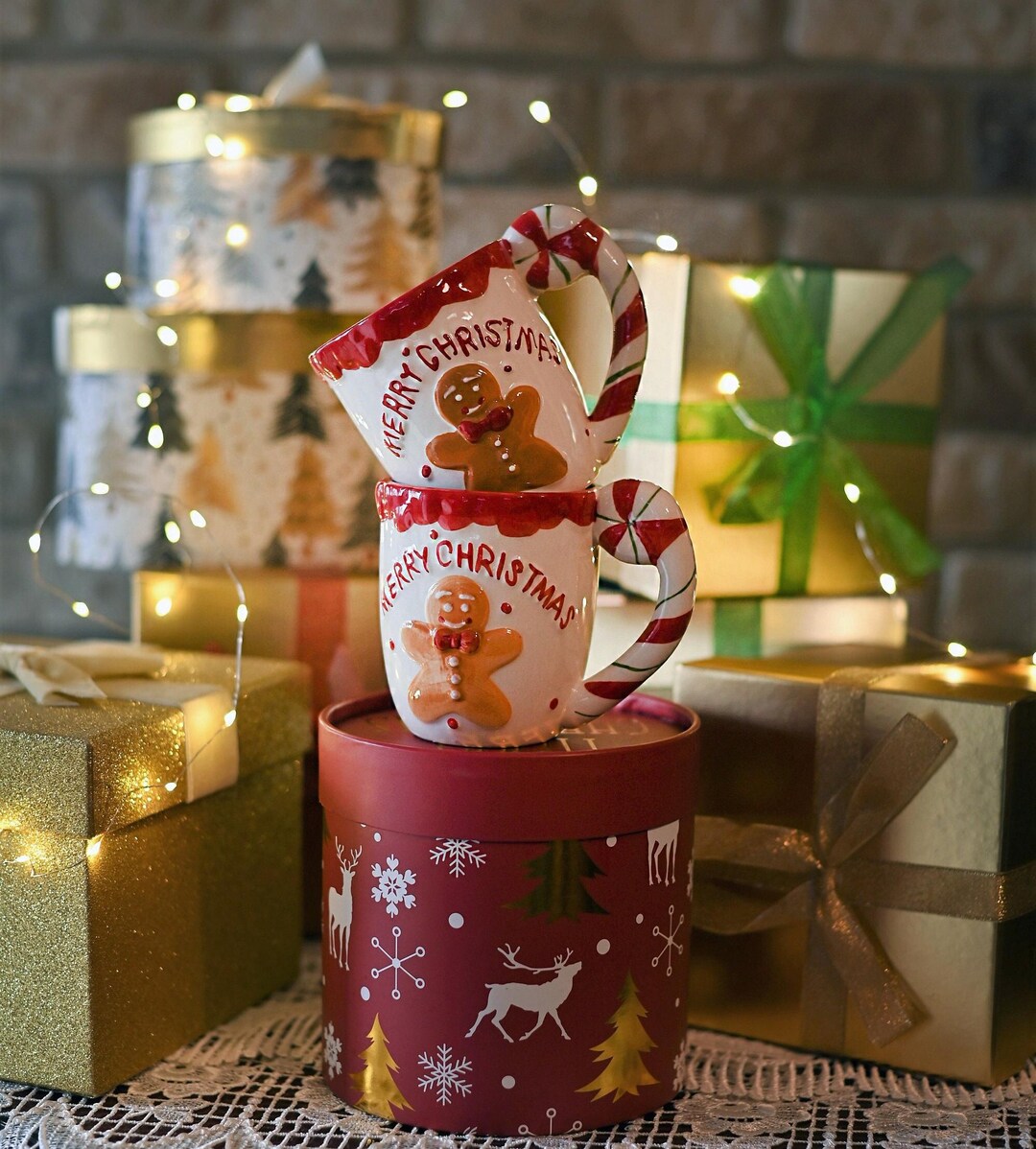 Christmas Cup With Gingerbread Man Ceramic. - Etsy