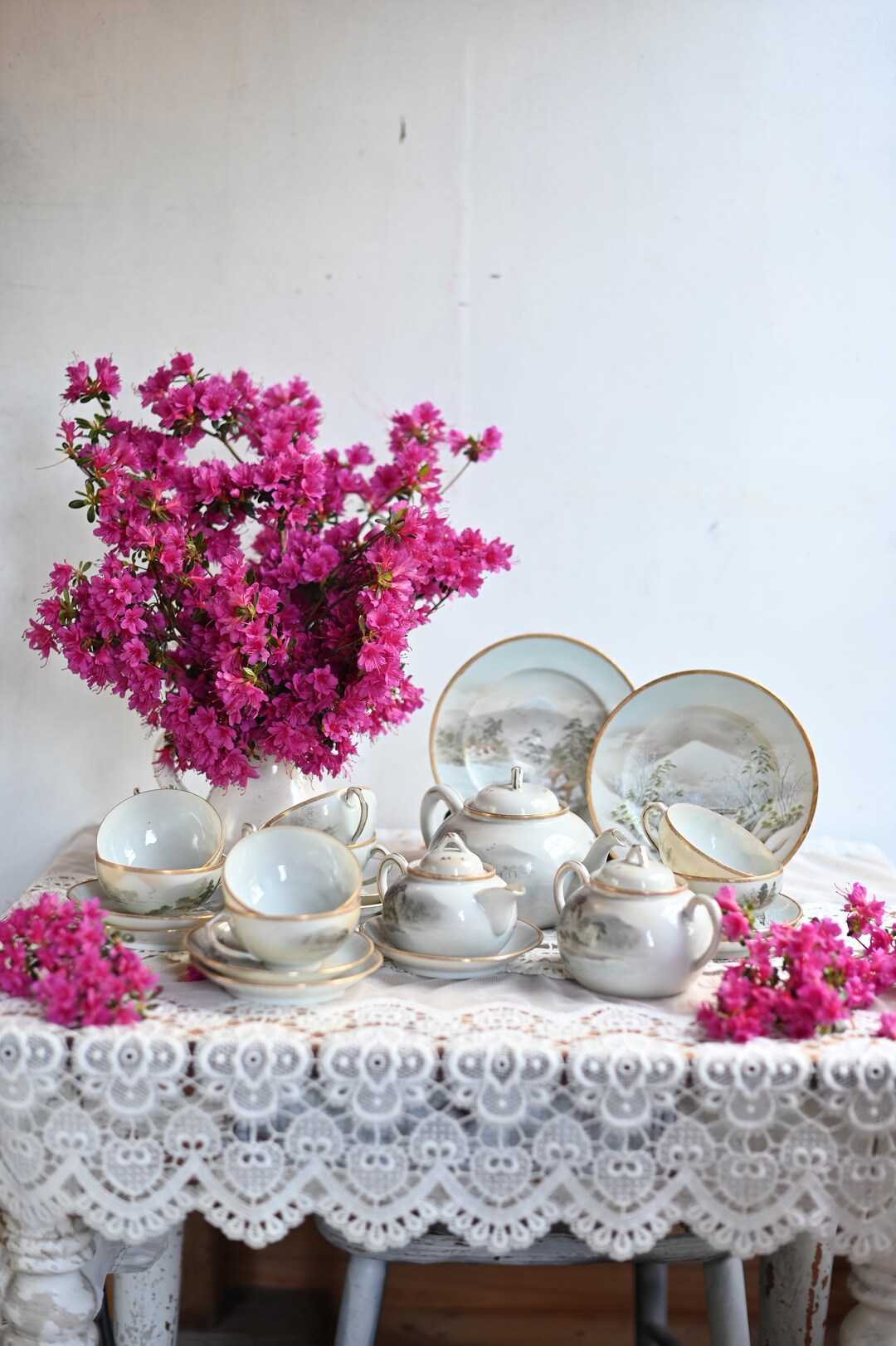 Japanese Kutani Hayasi Egg Shell, Tea Set, Hand Painted, Porcelain Tea ...