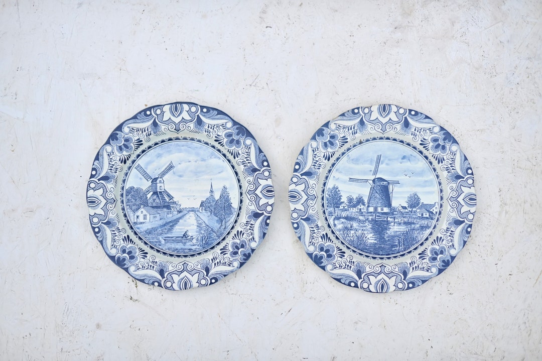 Vintage DELFT BLUE "chemkefa" Porcelain Wall Borders, Mill Series ...
