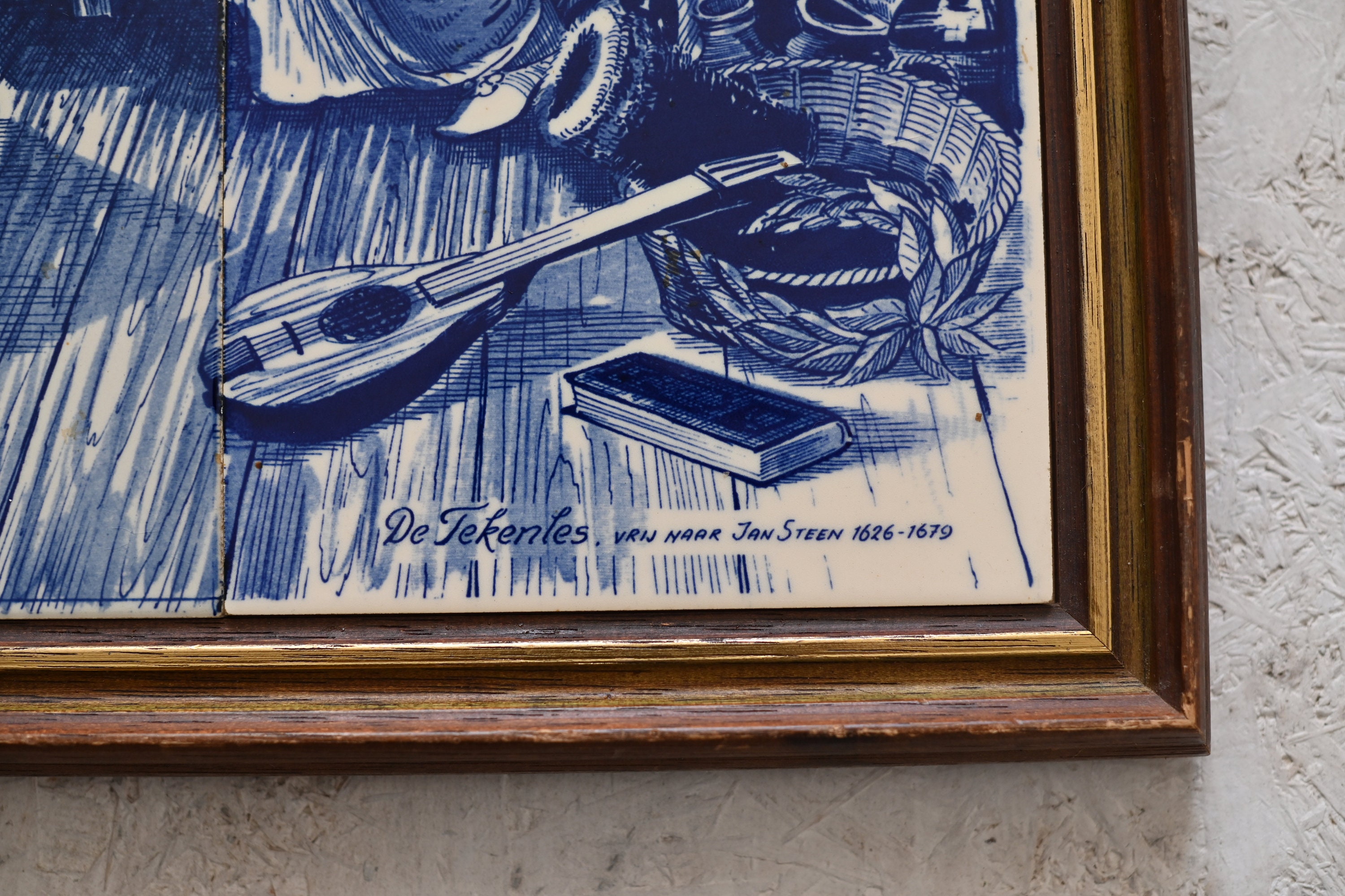 Delft Blue tile tableau 6 Tile Framed Tableau Jan Steen | Etsy
