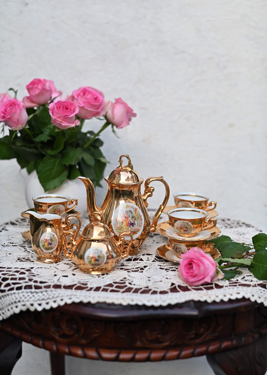 Vintage Gold Plated Mocha Service 6 People Beautiful and - Etsy