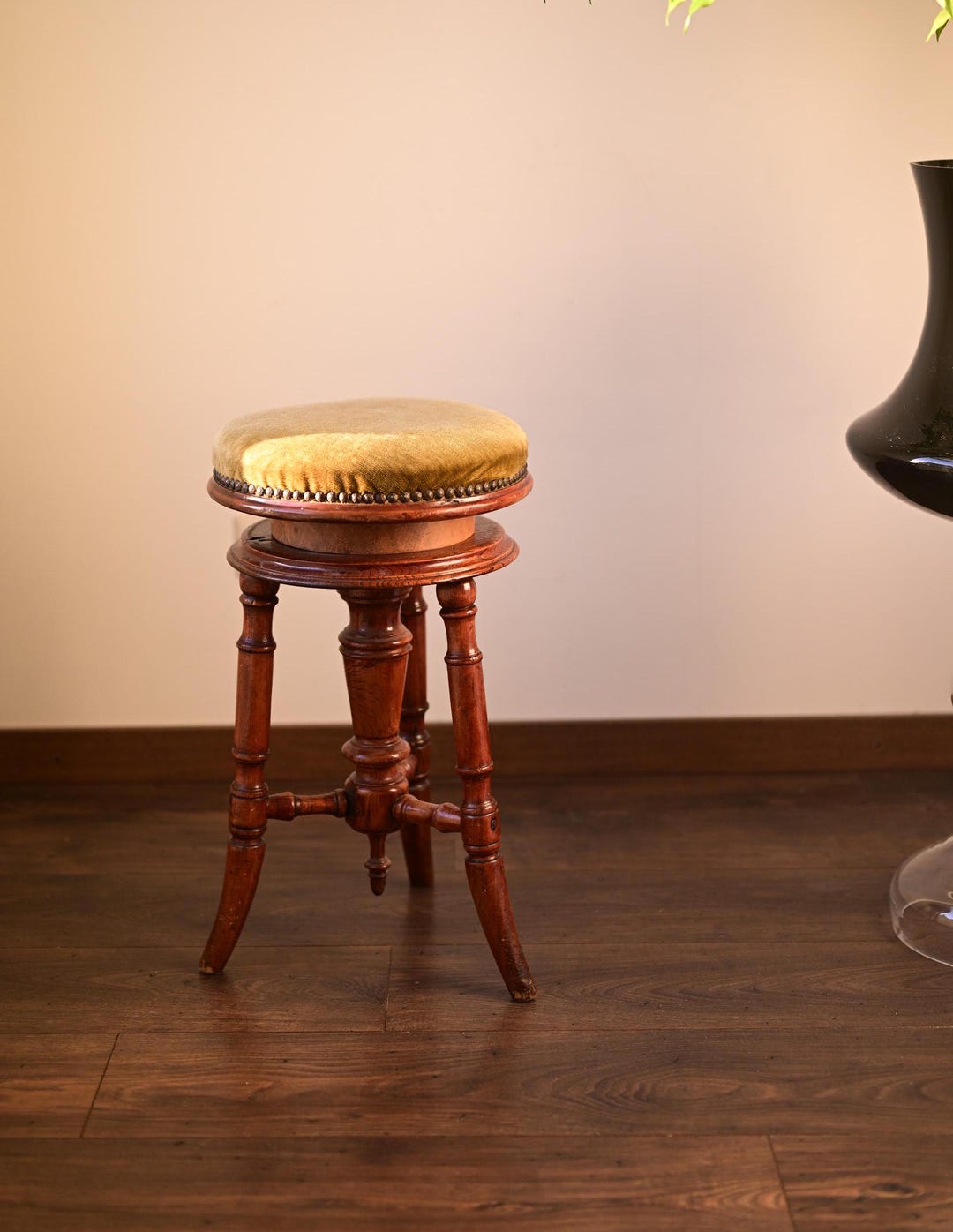 Antique French Wooden Piano Stool, Wooden Piano Stool, Adjustable ...
