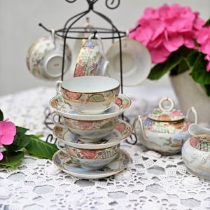 Vintage Japanese Egg Shell, Tea Set, Hand Painted, Porcelain Tea Set ...