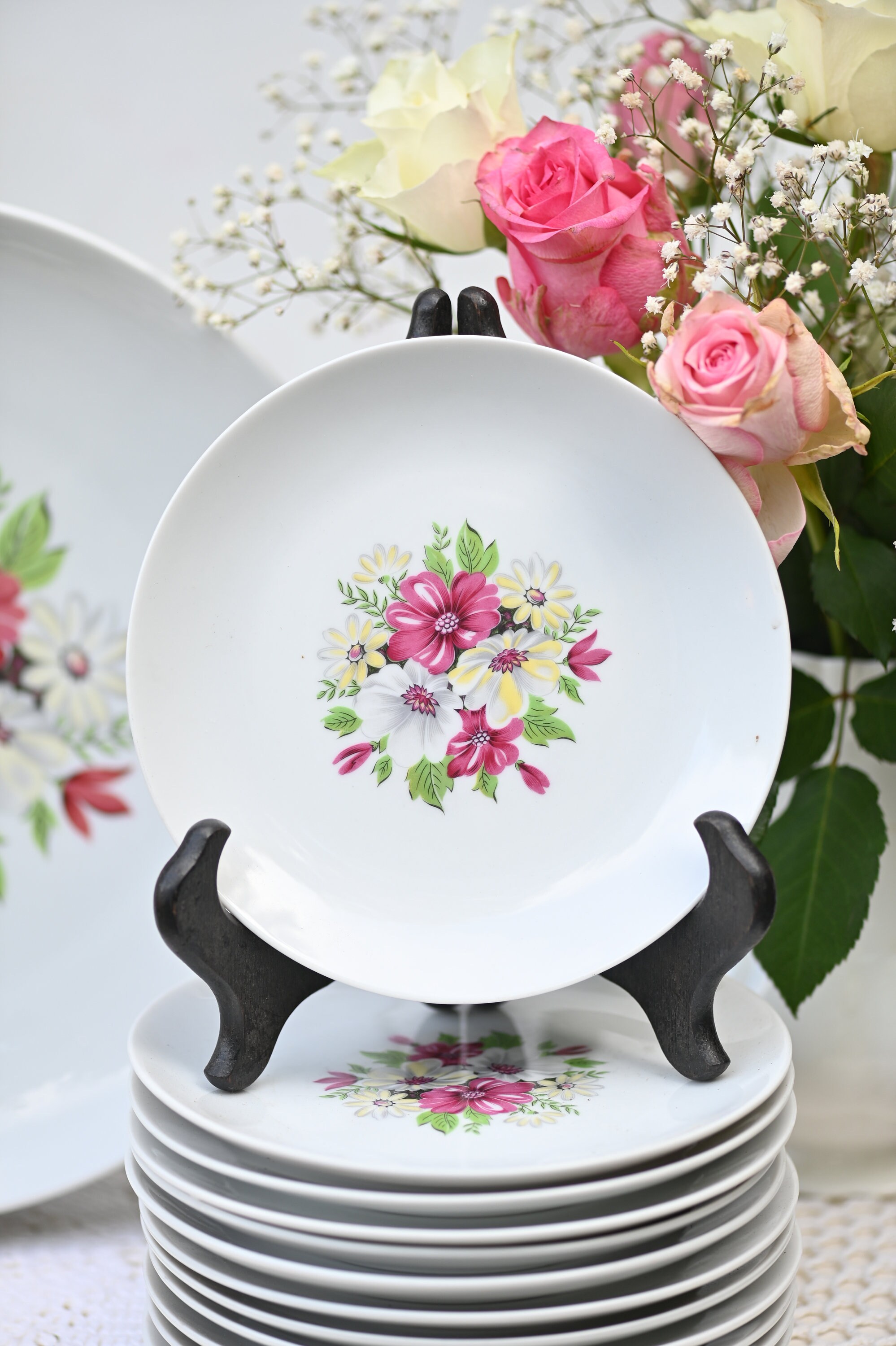 Cake Set Porcelain Set of 1 Large Plate and 12 Saucers. - Etsy