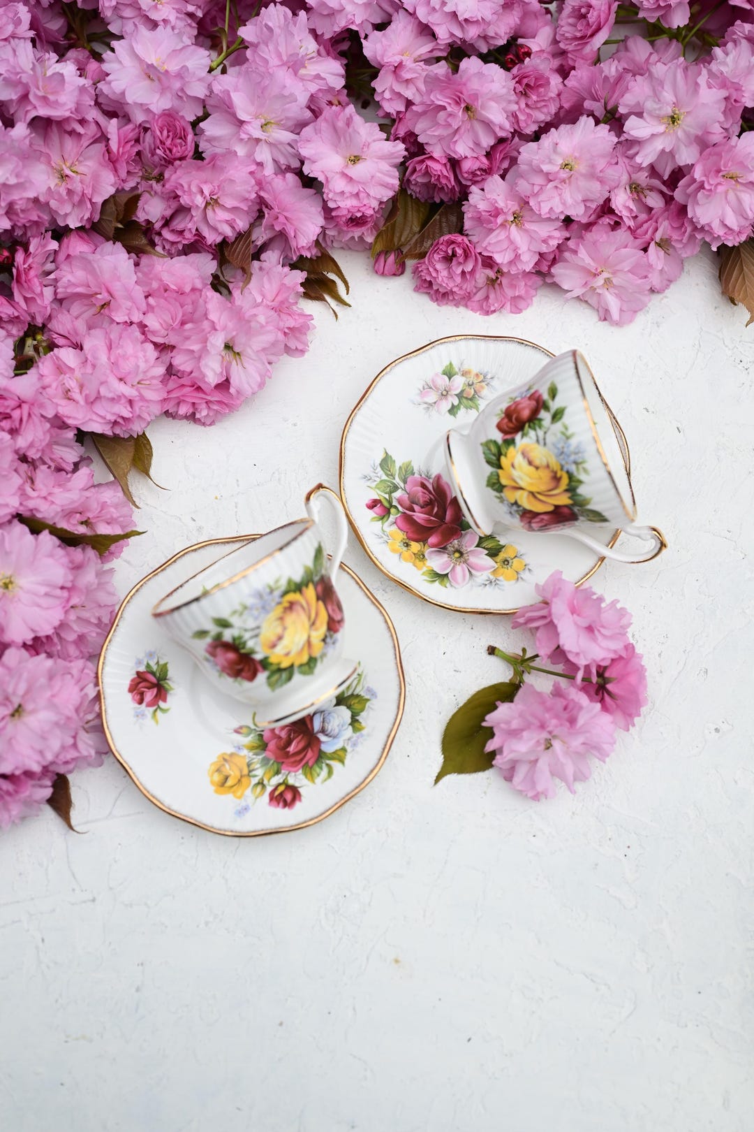 Vintage Rose Pattern Tea Cup and Saucer Set: English Bone China - Etsy