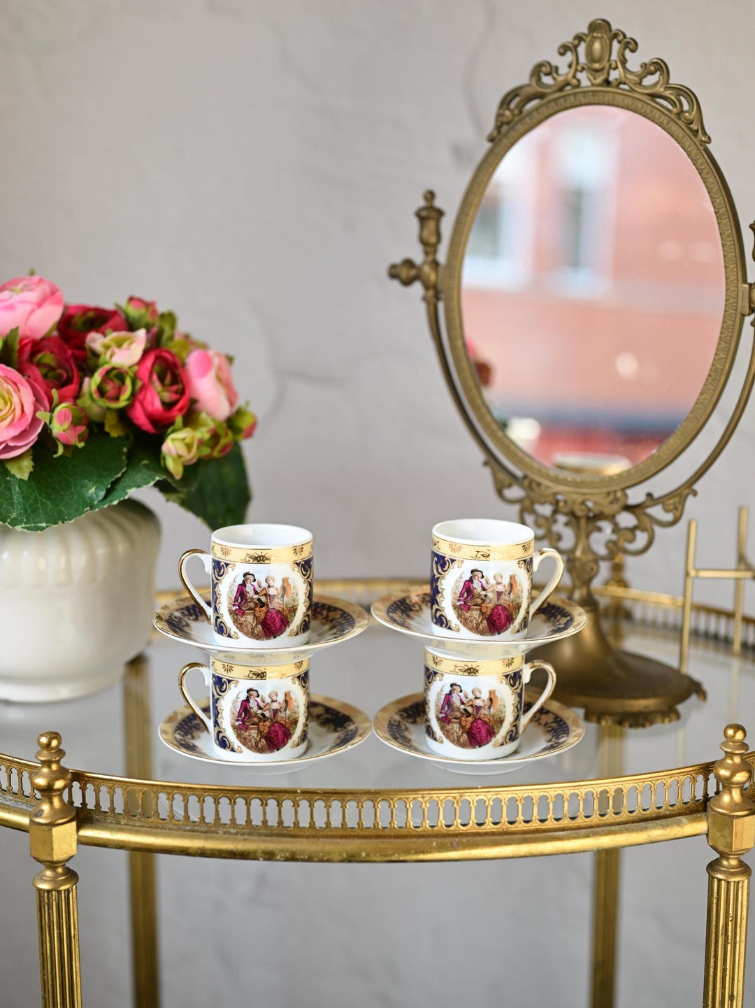 Vintage HI LUXE Set of 4 Cup and 4 Saucer, 24ct Gold Collection ...