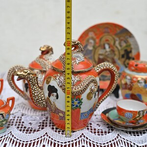 Antique Japanese Satsuma Tea Set With Dragonware Moriage. - Etsy