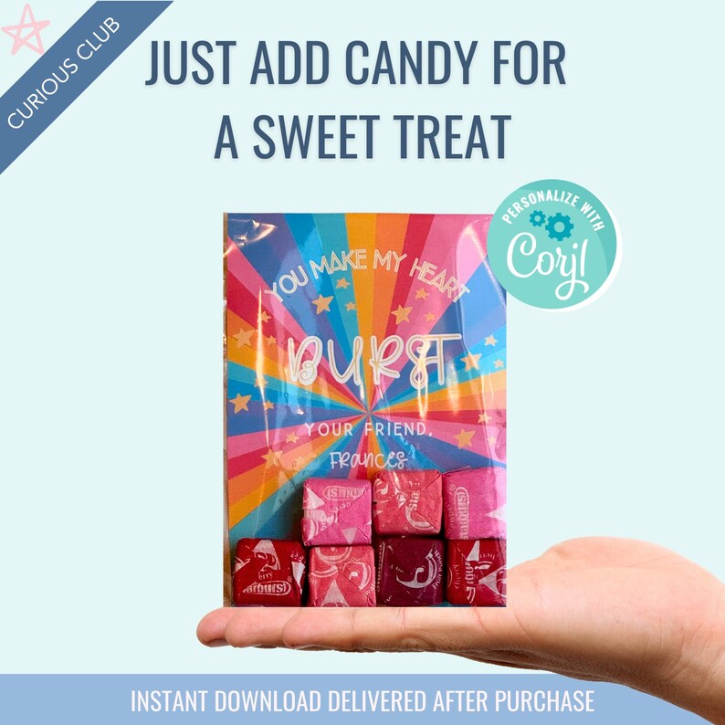 Printable: Burst Candy Valentine - Etsy