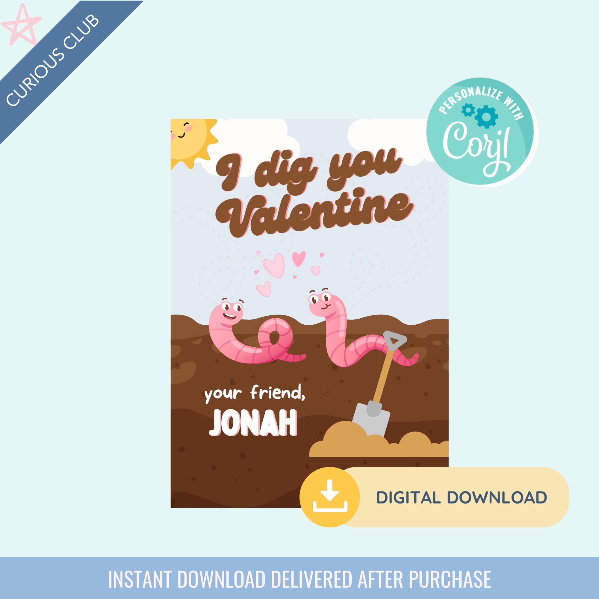 Printable: Gummy Worm Candy Valentine - Etsy