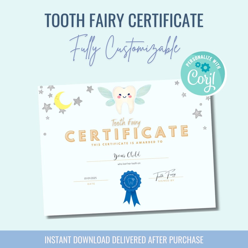Printable: Tooth Fairy Certificate - Etsy