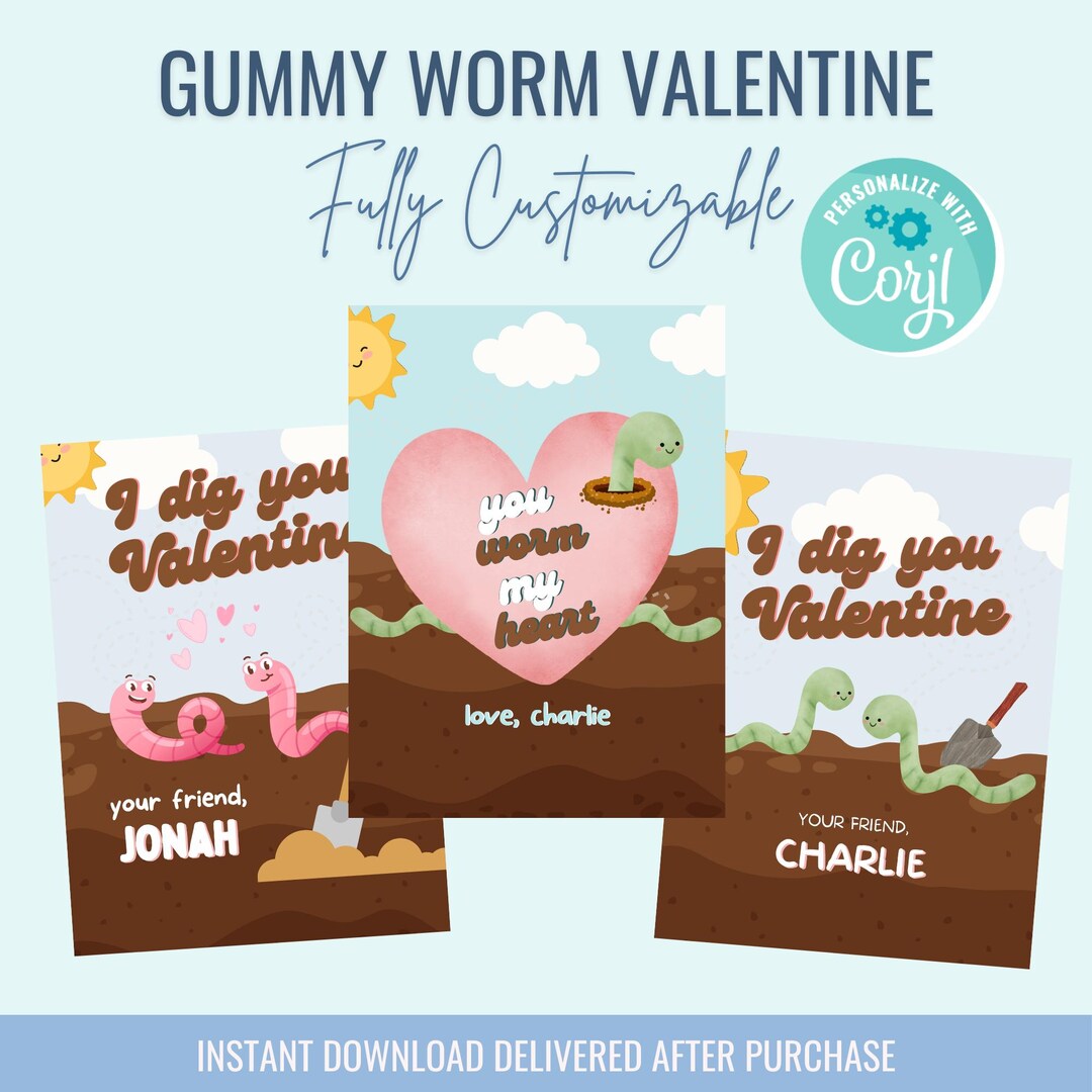 Printable: Gummy Worm Candy Valentine - Etsy