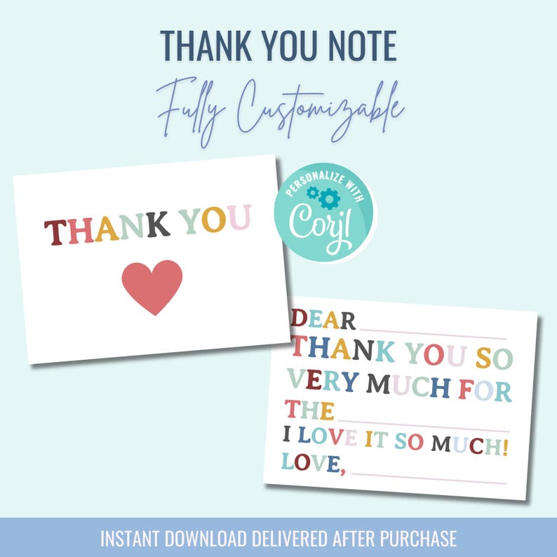 Printable: Thank You Note Balloon Letters - Etsy