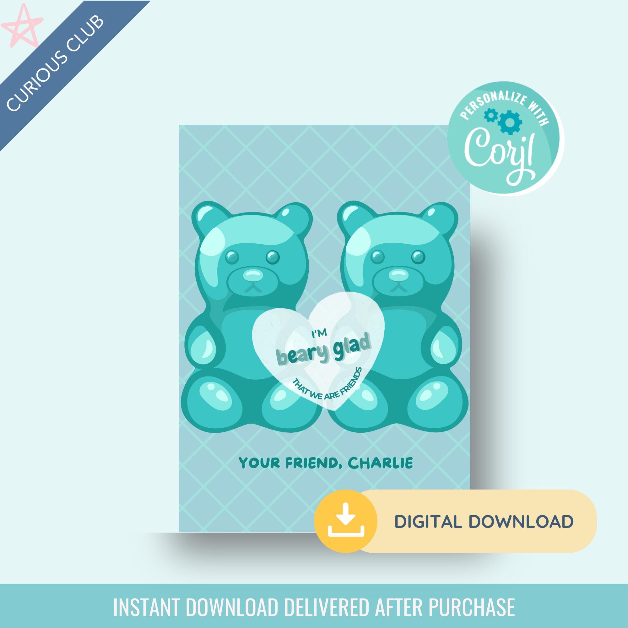 Printable: Gummy Bear Candy Valentine - Etsy