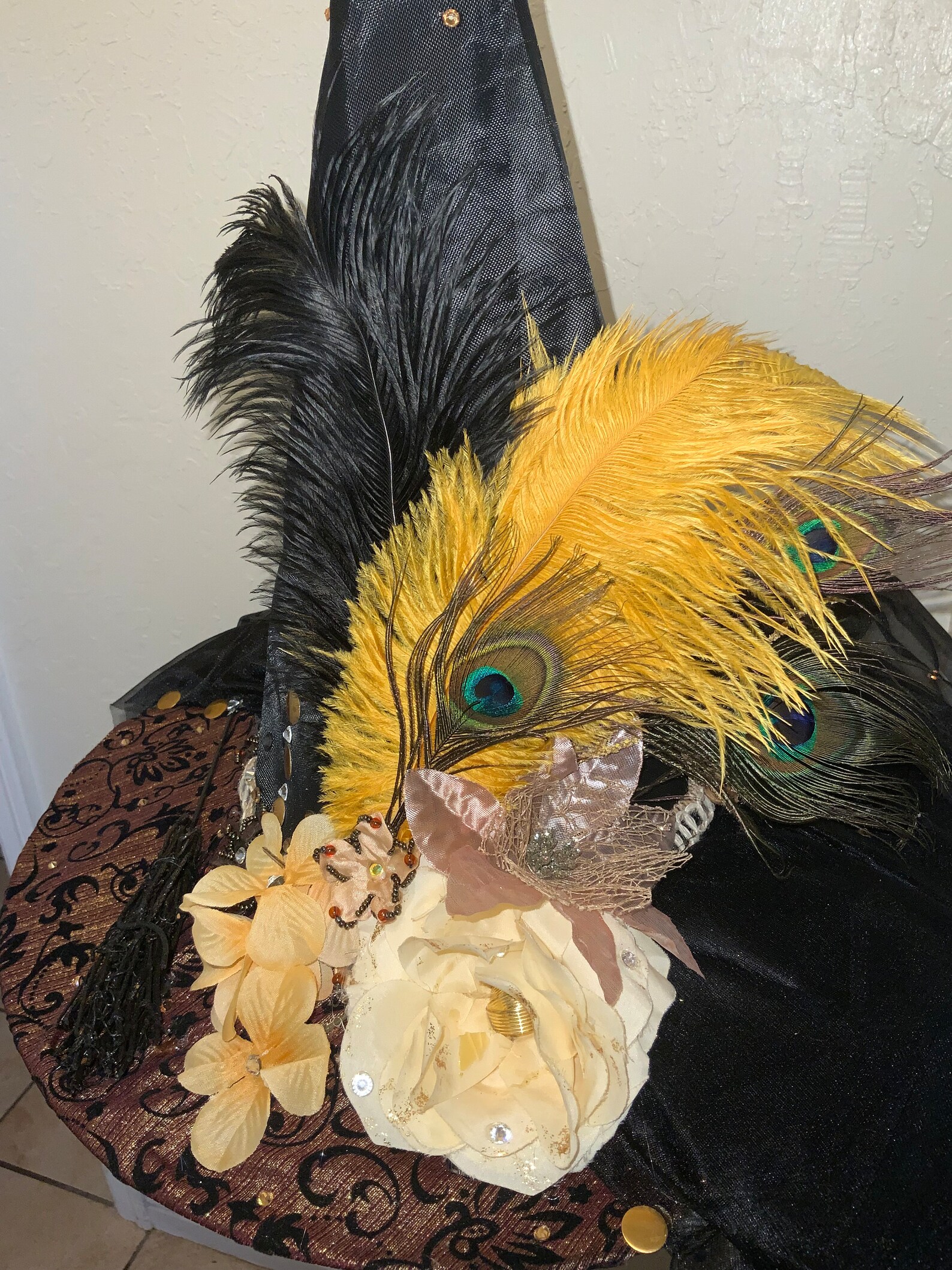 Women’s Halloween WITCH HAT KATANGI Women’s Brown and Gold Fancy Hat - Etsy