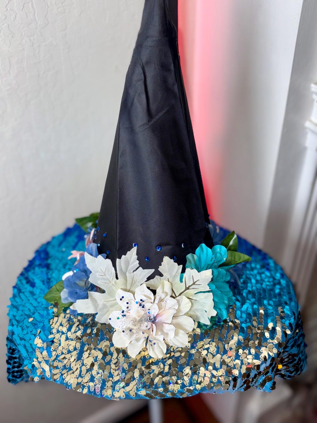 Blue Sparkle Witch Hat Fancy Halloween Accessory - Etsy