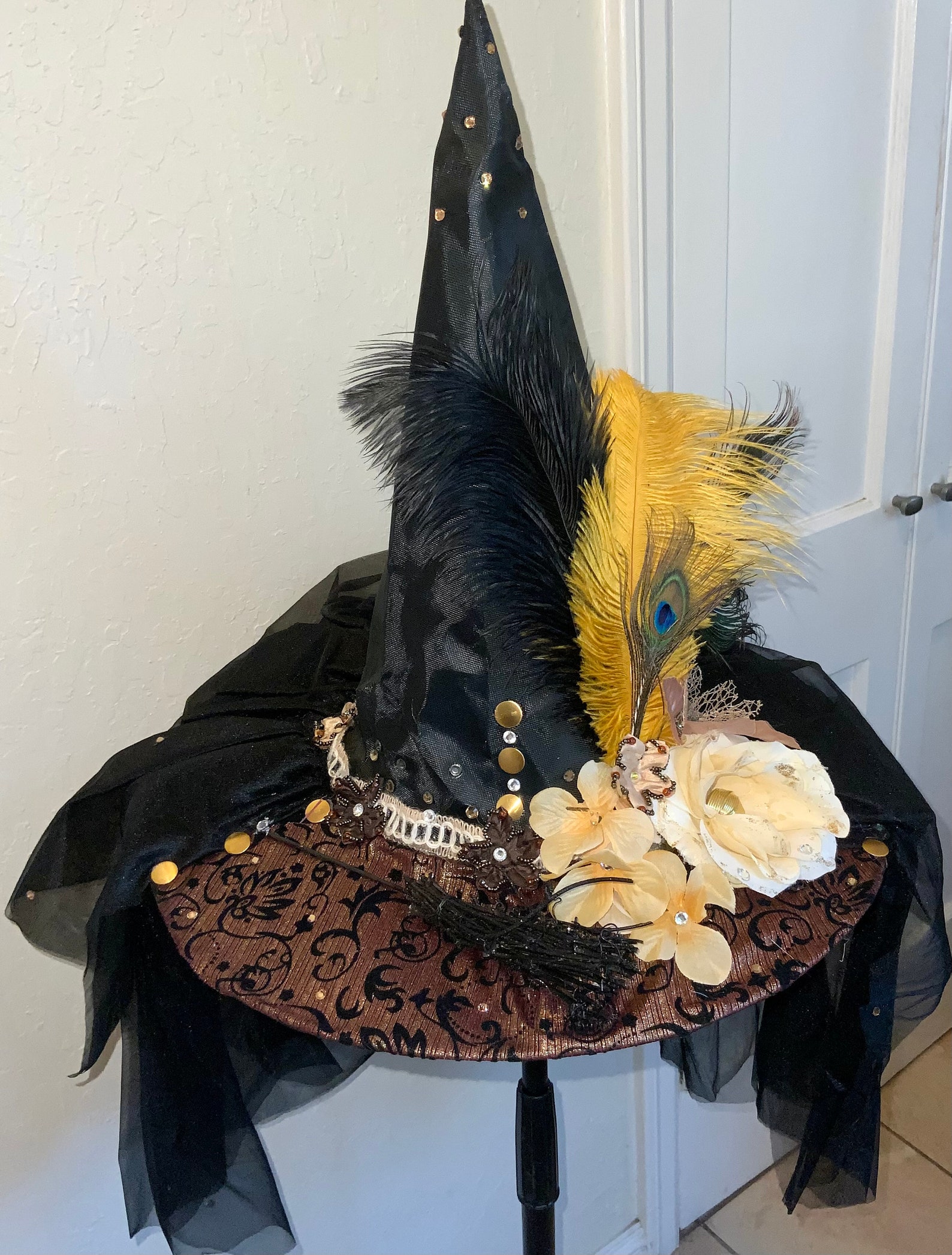Women’s Halloween WITCH HAT KATANGI Women’s Brown and Gold Fancy Hat - Etsy